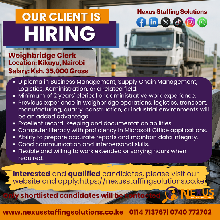 Weighbridge Clerk | Nexus Staffing